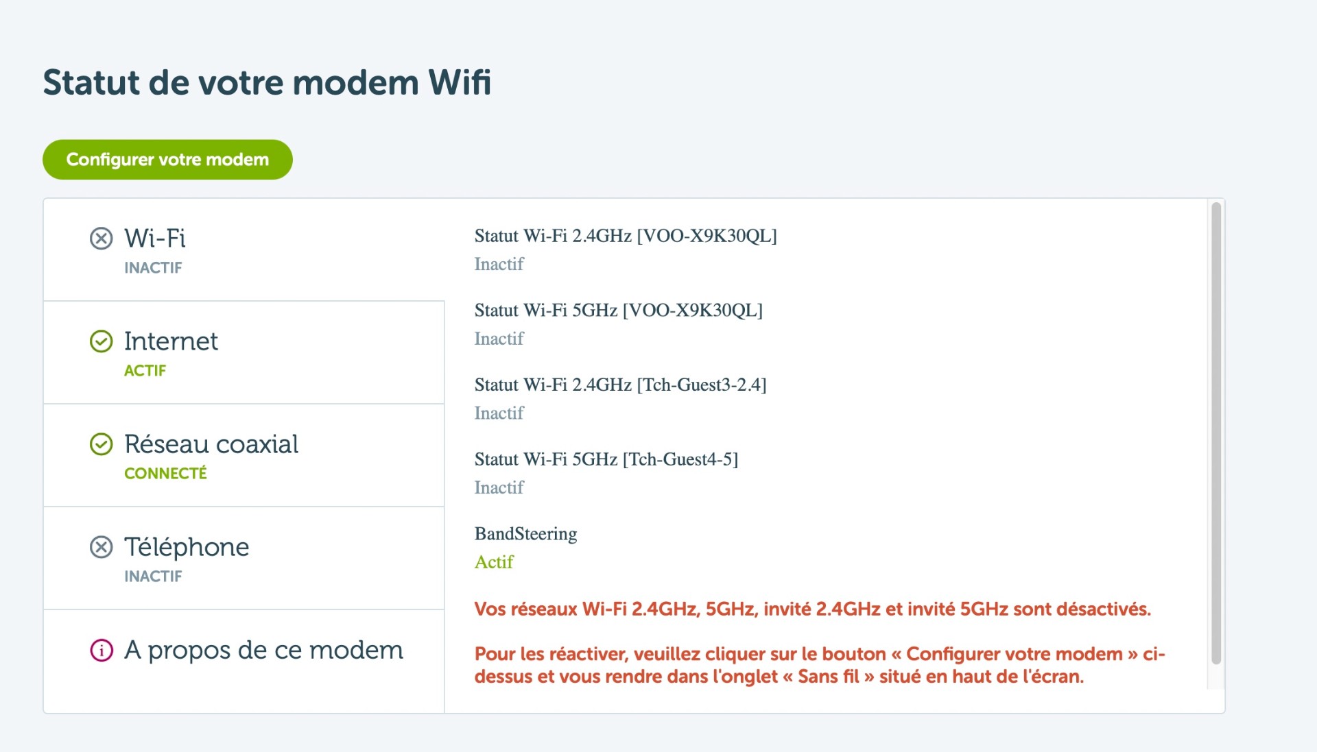 Modem VOO : configurer le débit maximum en wifi